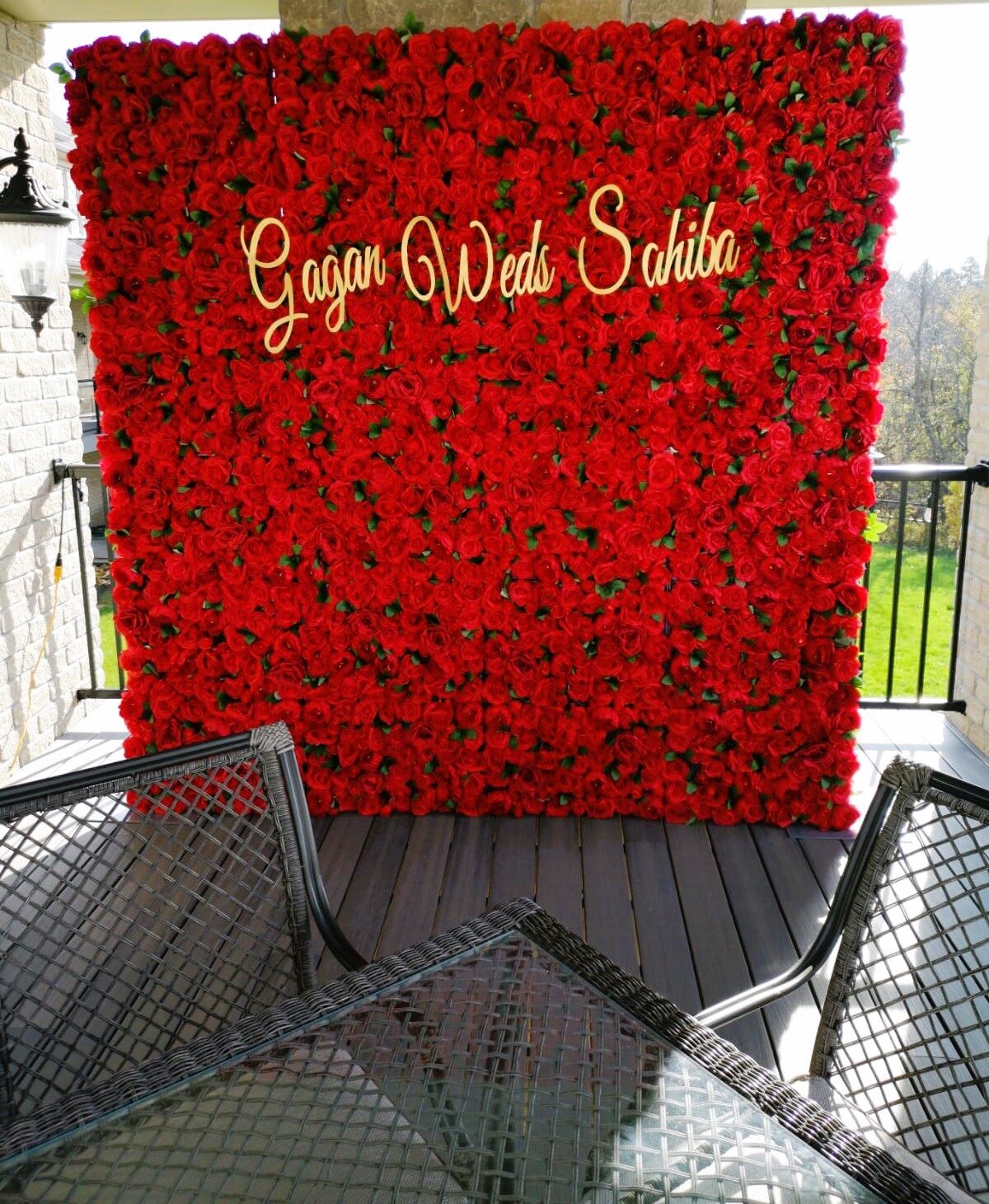 Mississauga Red Rose Flower Wall for Weddings | Flower Wall Rentals